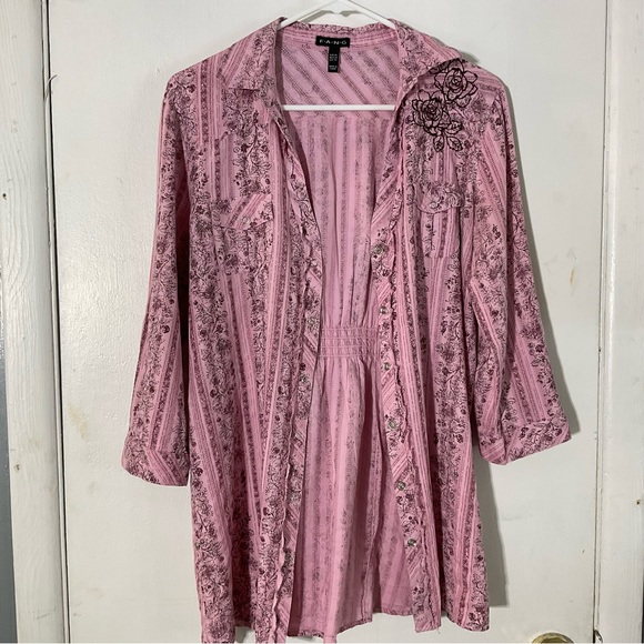 FANG | Tops | Fang Floral Western Boho Button Front Shirt Sz Xl | Poshmark